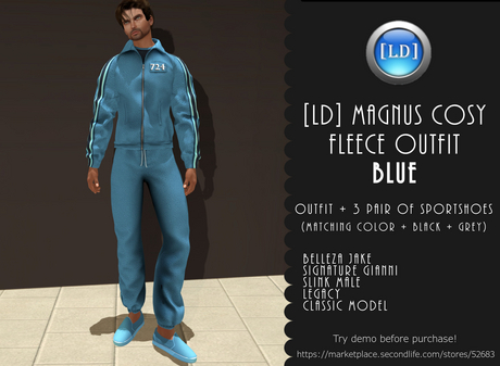 Second Life Marketplace - [LD] Magnus BLUE Cosy Fleece Outfit